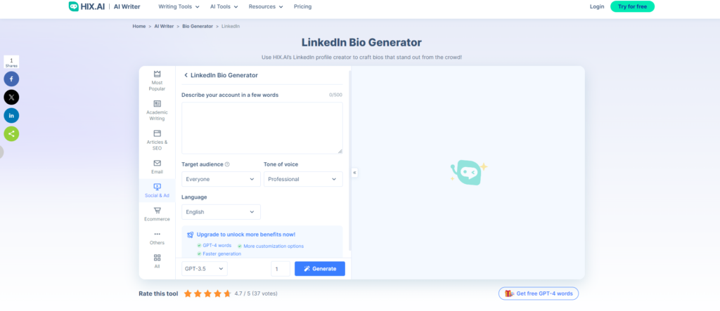Top 11 Free AI LinkedIn Bio Generator Tools in 2024
